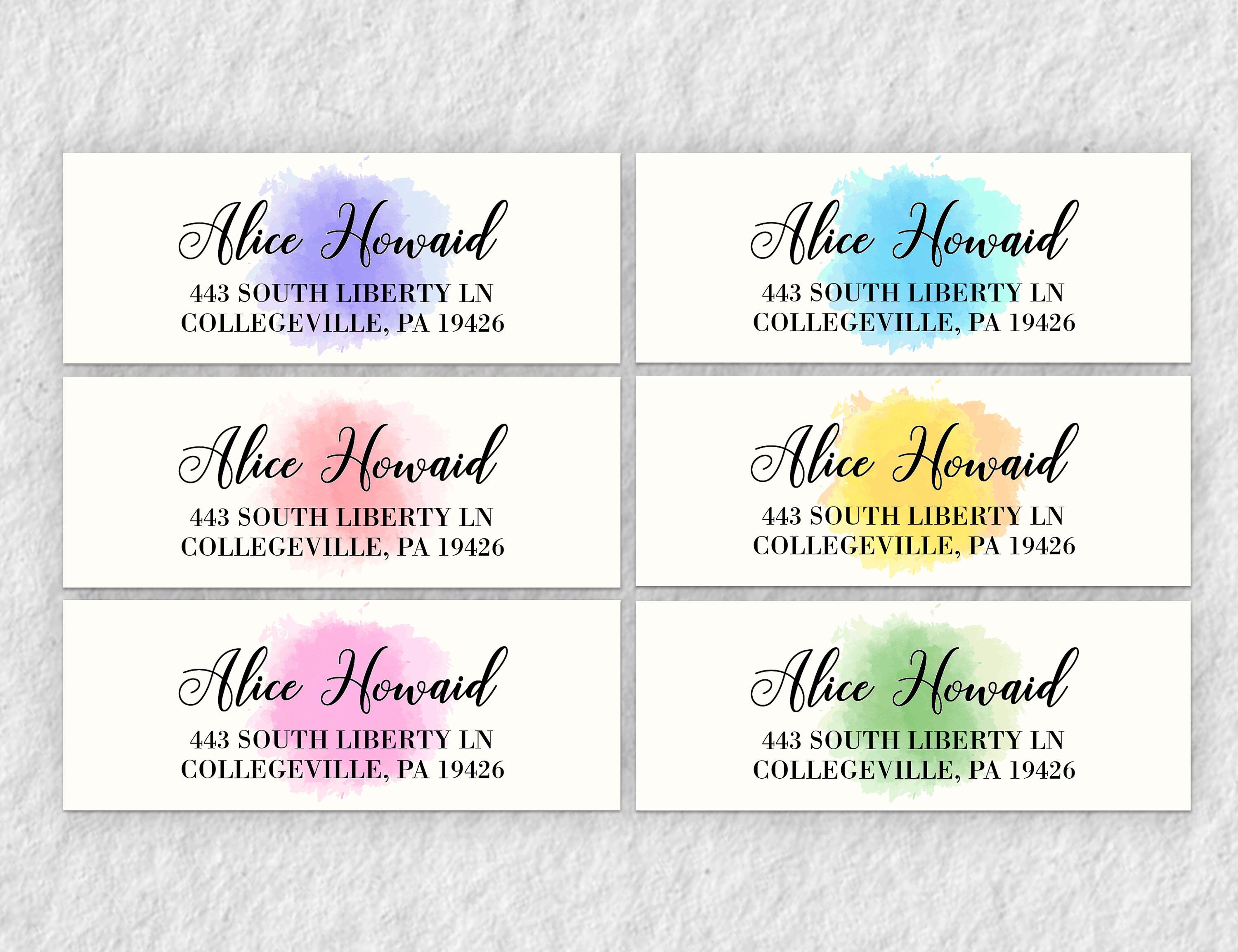 Watercolor Address Labels Personalized Watercolor Return Address Labels ...