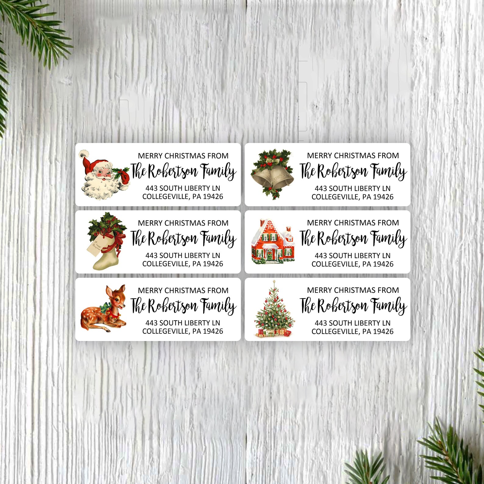 Personalized Holiday Address Labels Christmas Card Address Label Custom ...