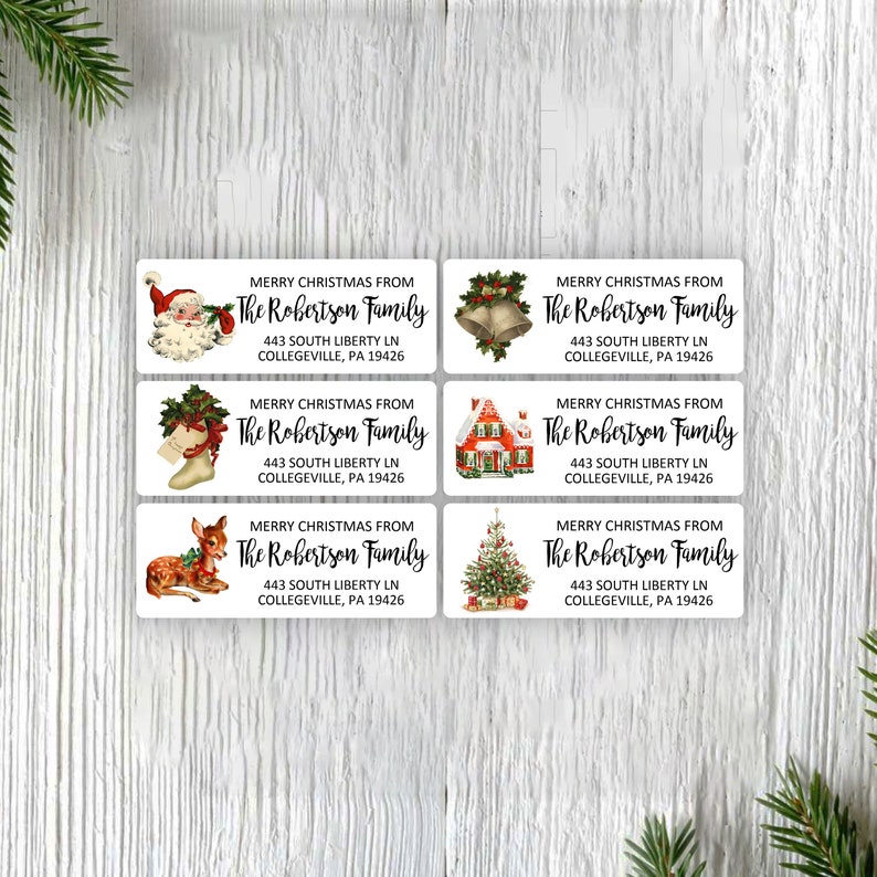 Personalized Holiday Address Labels Christmas Card Address Label Custom ...