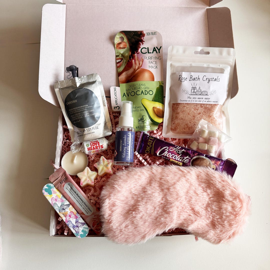 Self Care Pamper Hamper Gift Box: Lavender, Wax Melts & Plush Sleep ...