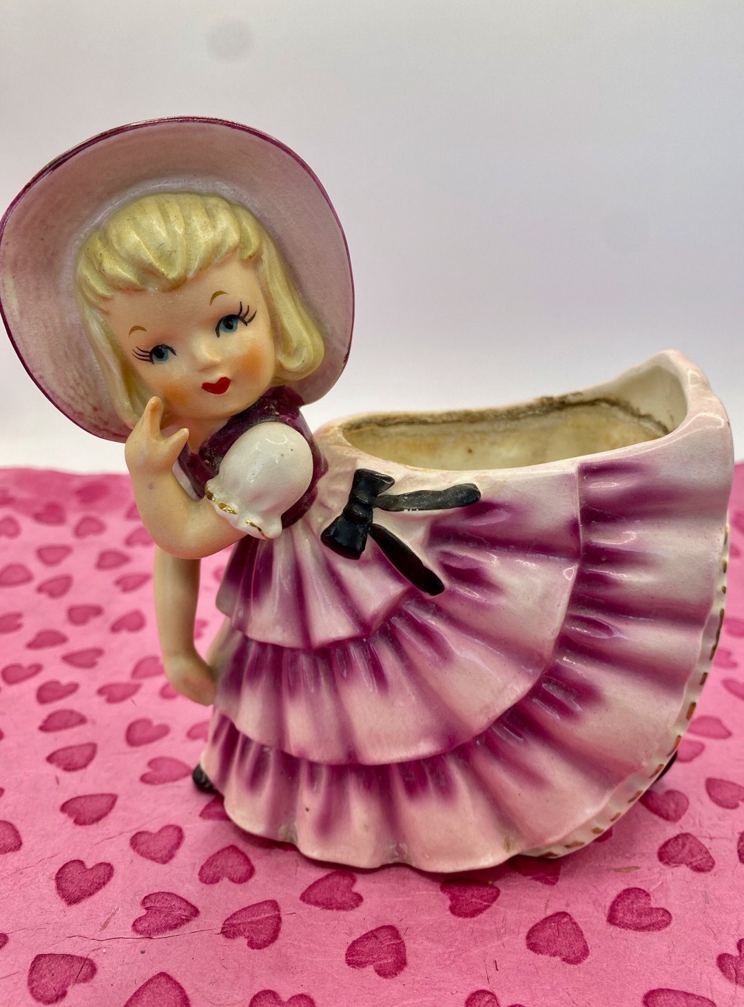 Vintage Relpo Planter: Girl in Bow Backed Skirt - Etsy