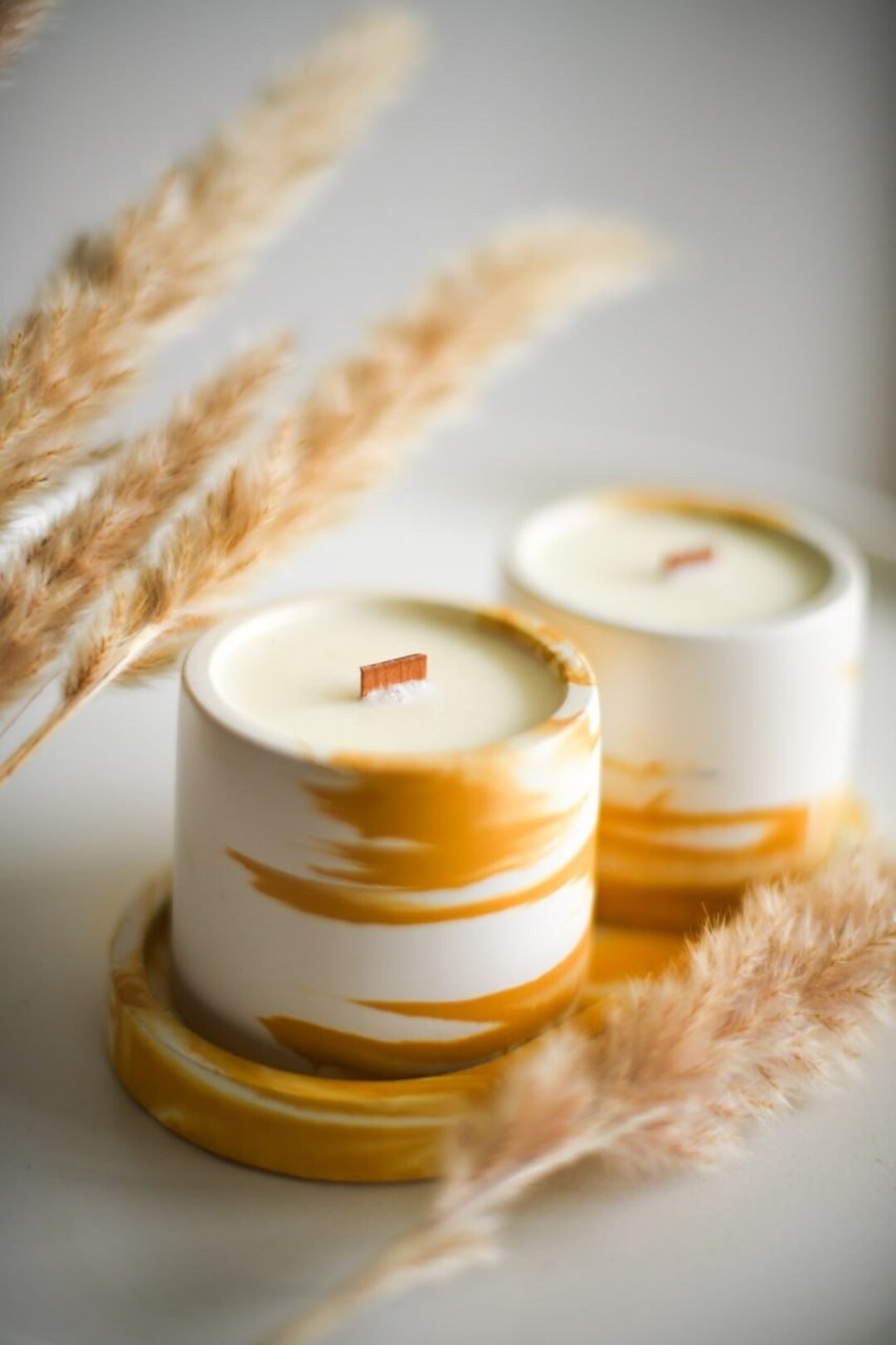 Set of 2 Candles With Stand, Homemade Modern Minimalist Decor, High ...