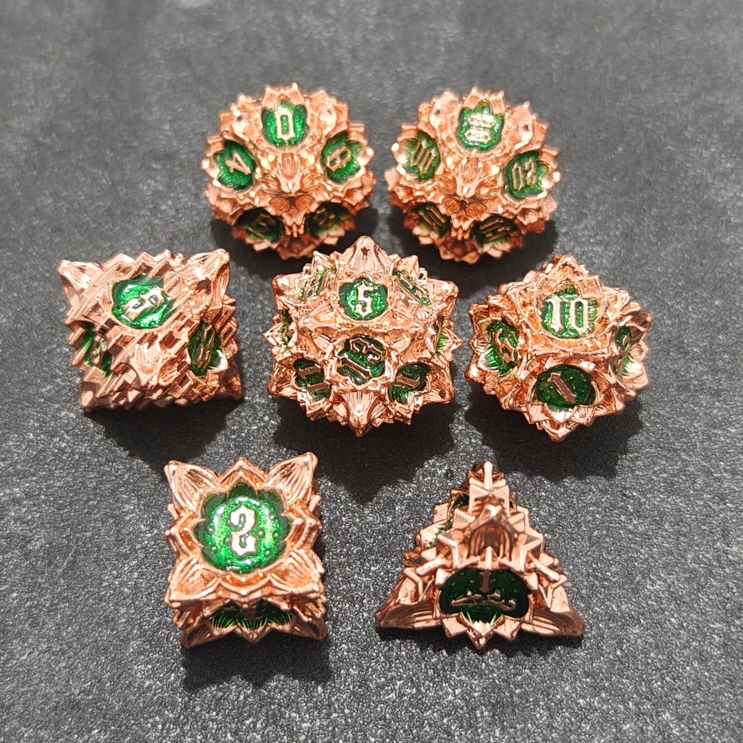 Gold Metal Dnd Dice Set, Role Playing Games, Sharp Edge Dice, 7pcs D&D ...