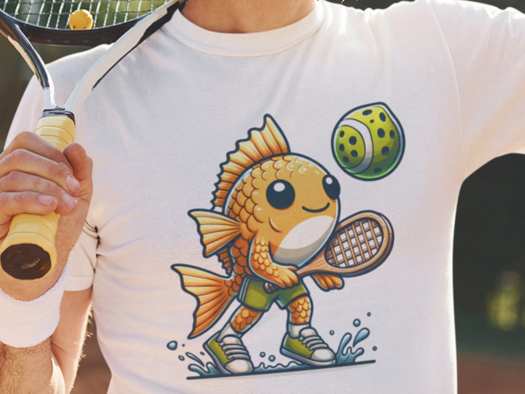 Fish Playing Racquet Sports T-shirt, Fish Fitness Tee, Unisex Novelty ...