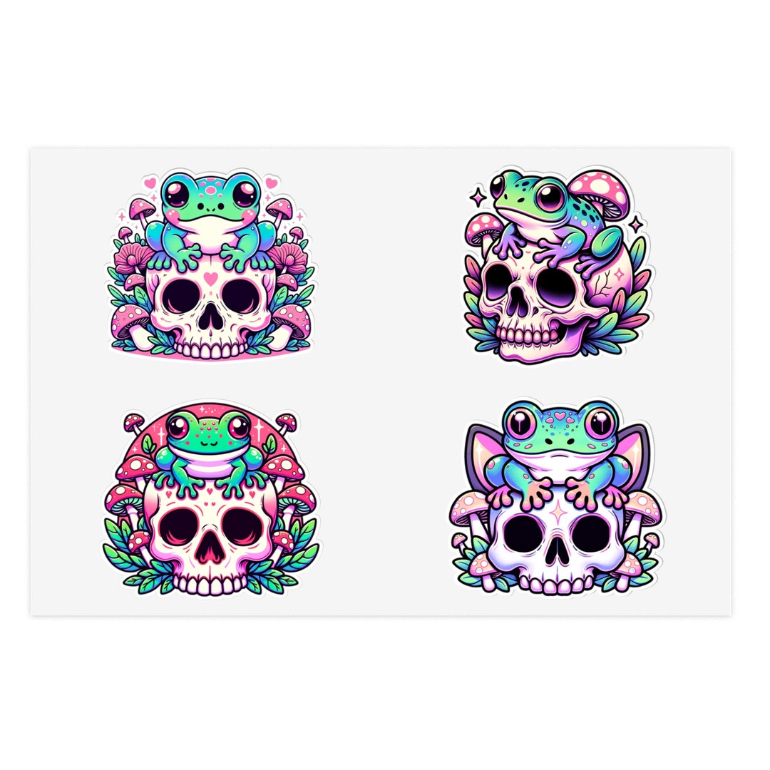 Goth Kawaii Pastel Mushrooms Frog Skull Stickers Edgy Decals Gift for ...