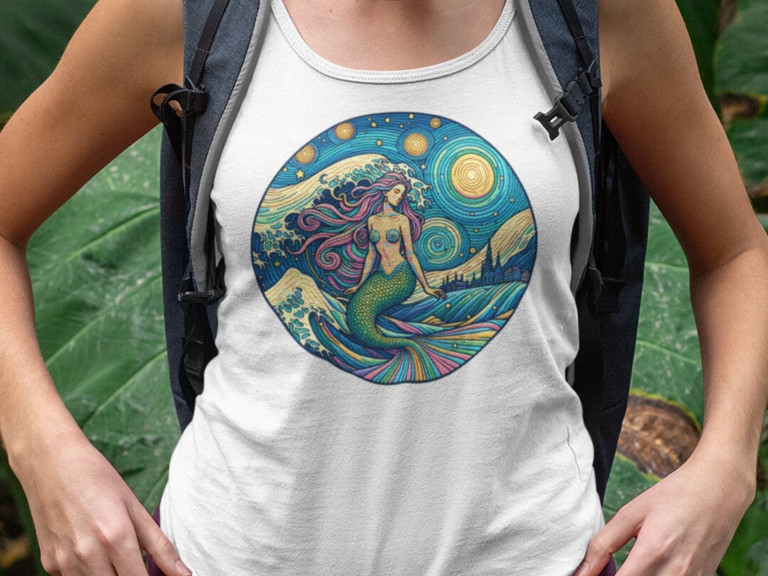 Van Gogh Starry Night Inspired Mermaid Tank Top Summer Aesthetic Tank ...