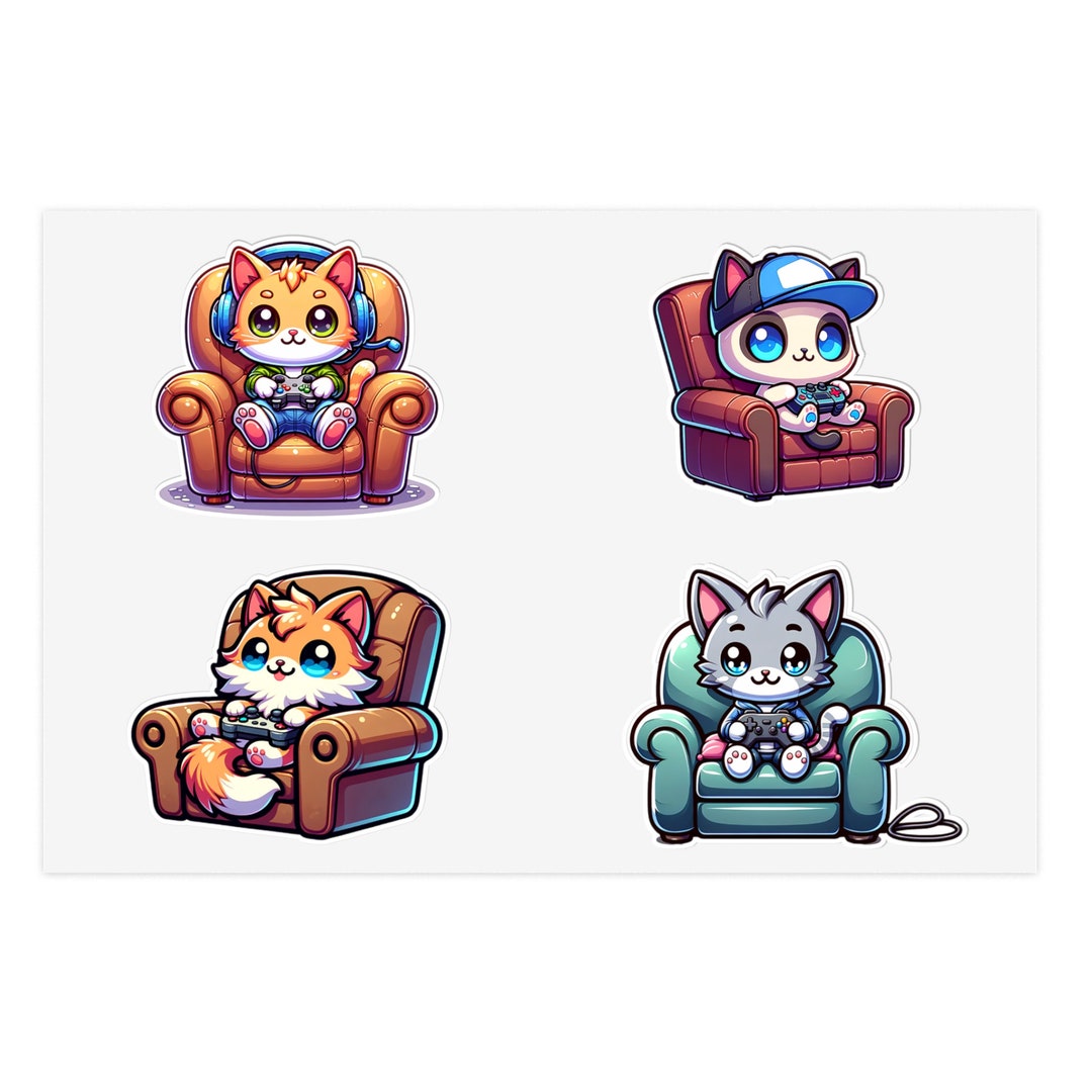 Cat Stickers Gaming Stickers Lazy Cat Stickers Gift for Gamer Gift for ...