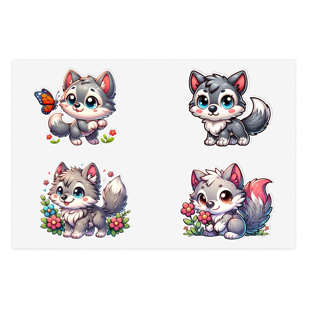 Wolf Stickers Wolf Decals Cute Gray Wolf Stickers Gift for Kids Gift ...