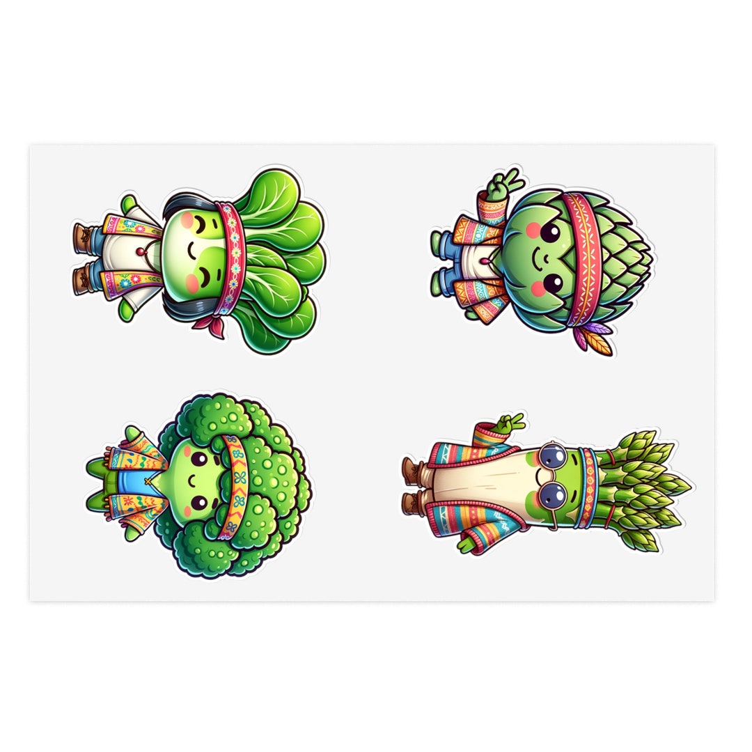 Cute Veggie Sticker Green Vinyl Decal Vegetable Mom Gift Laptop Hippie ...