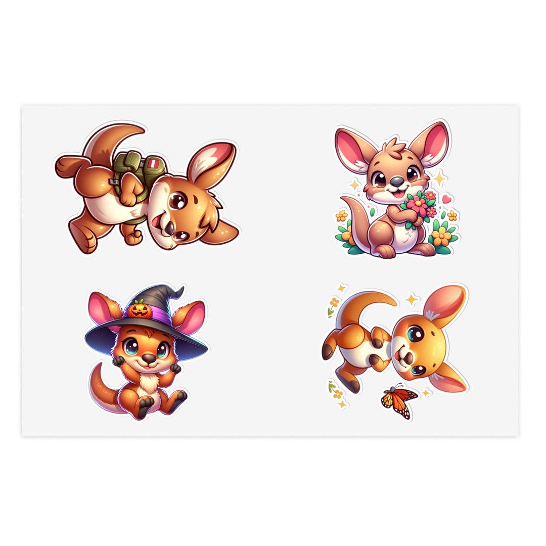 Kangaroo Stickers, Unique Kangaroo Decals, Cute Kangaroo Stickers ...