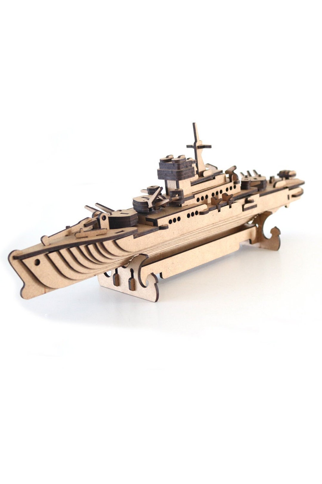 3D Wooden Warship Puzzle, 123 Pieces, Intermediate Difficulty, Enjoy ...