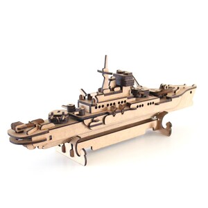 3D Wooden Warship Puzzle, 123 Pieces, Intermediate Difficulty, Enjoy ...