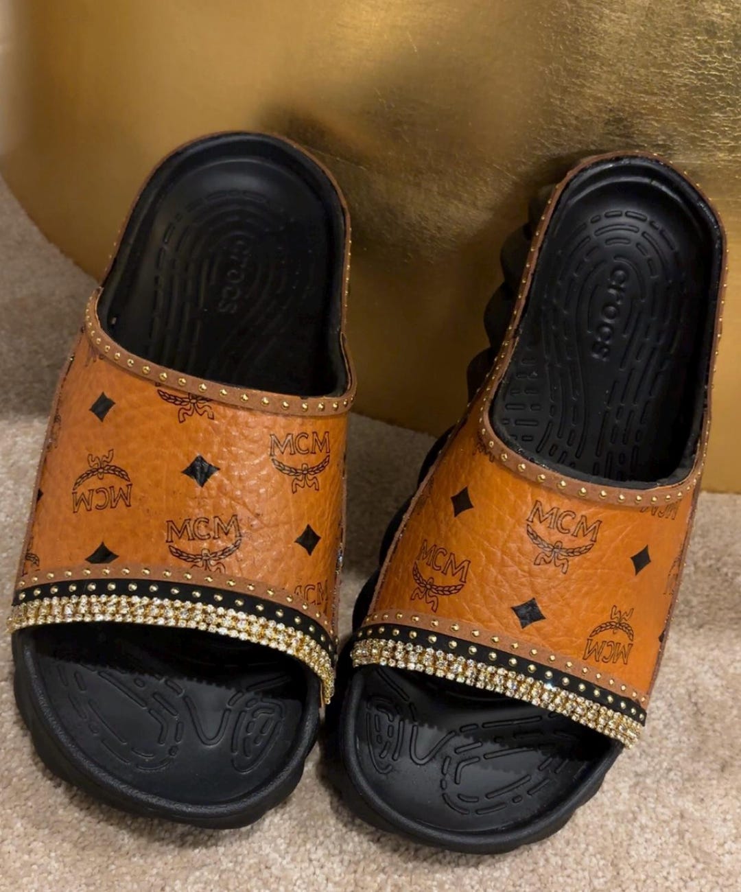 MCM Inspired Echo Croc Slides - Etsy