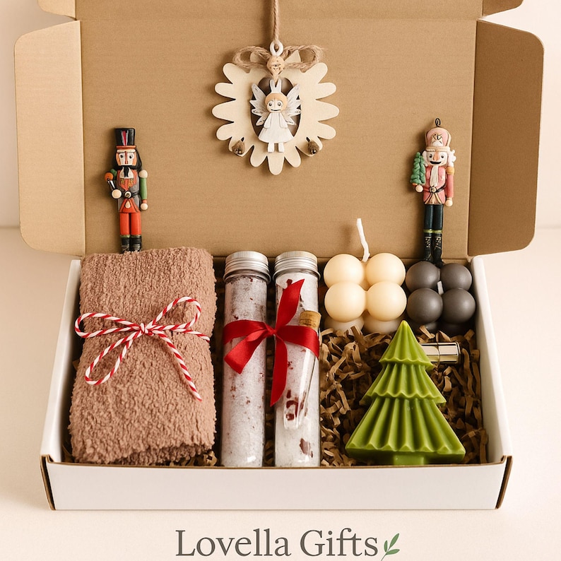 Cozy Winter Spa Gift Box – Handmade Self Care Set: Bath Salts, Candles ...