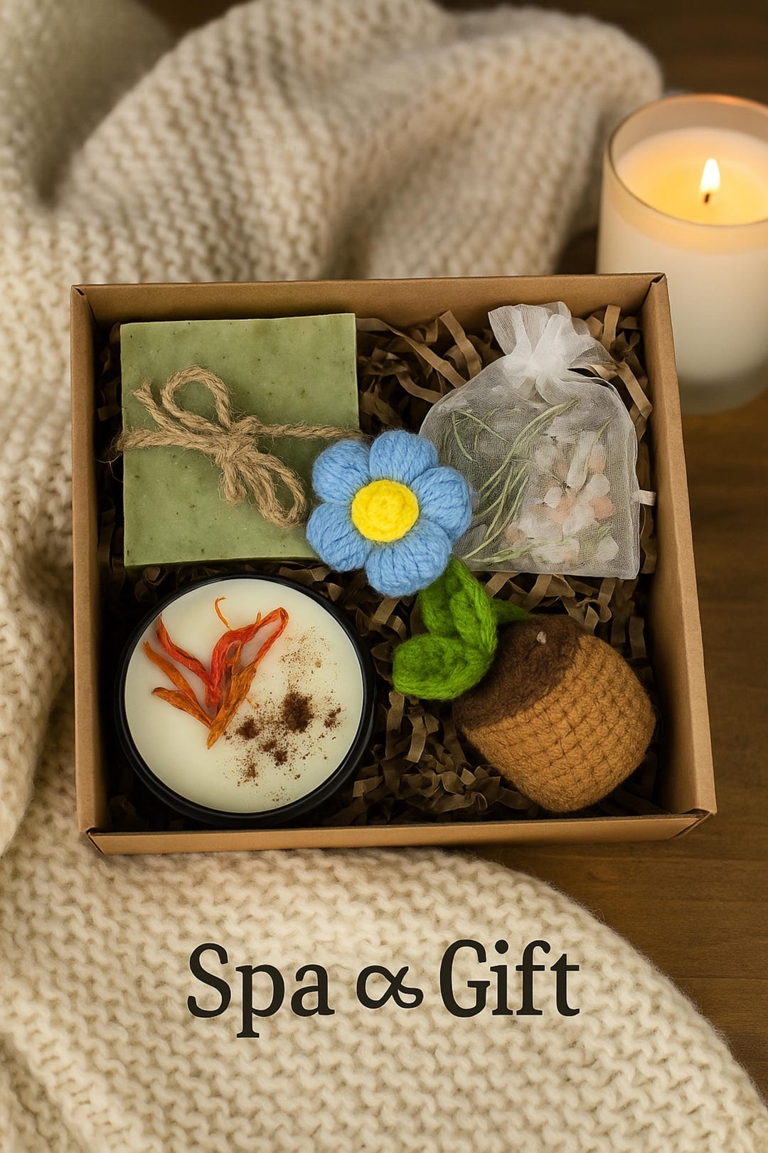 Get Well Soon Spa Gift Box – Handmade Soap Candle Bath Salts Relaxation ...