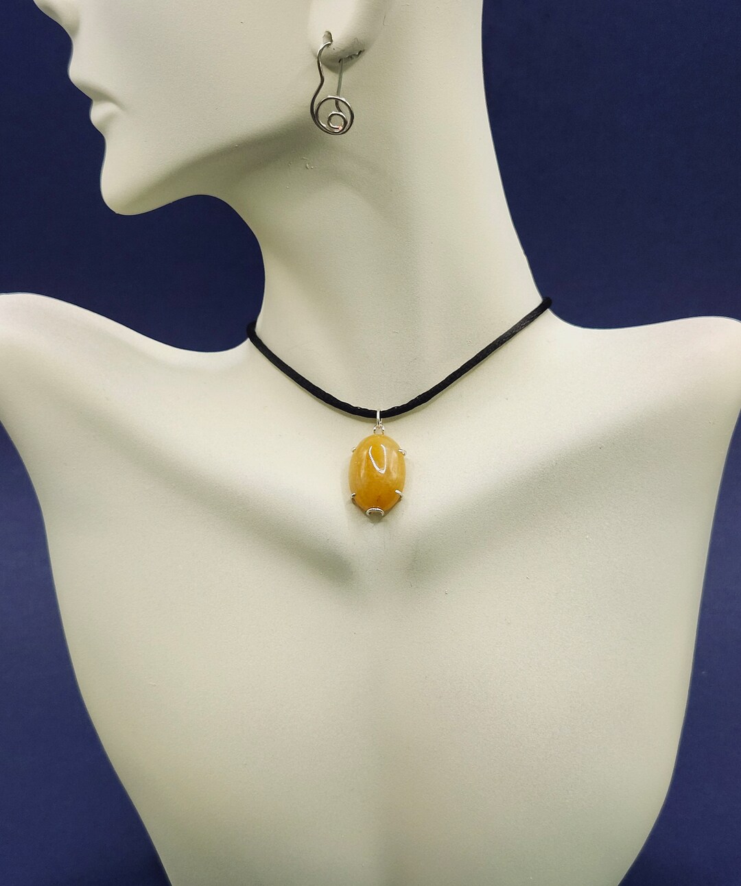 Yellow Nephrite Necklace, Y2K Necklace, Chakra Pendant, Nephrite Charm ...