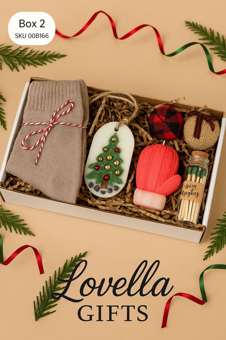 Christmas Spa Gift Box Handmade Soap Candle Bath Salt Ornament Winter ...