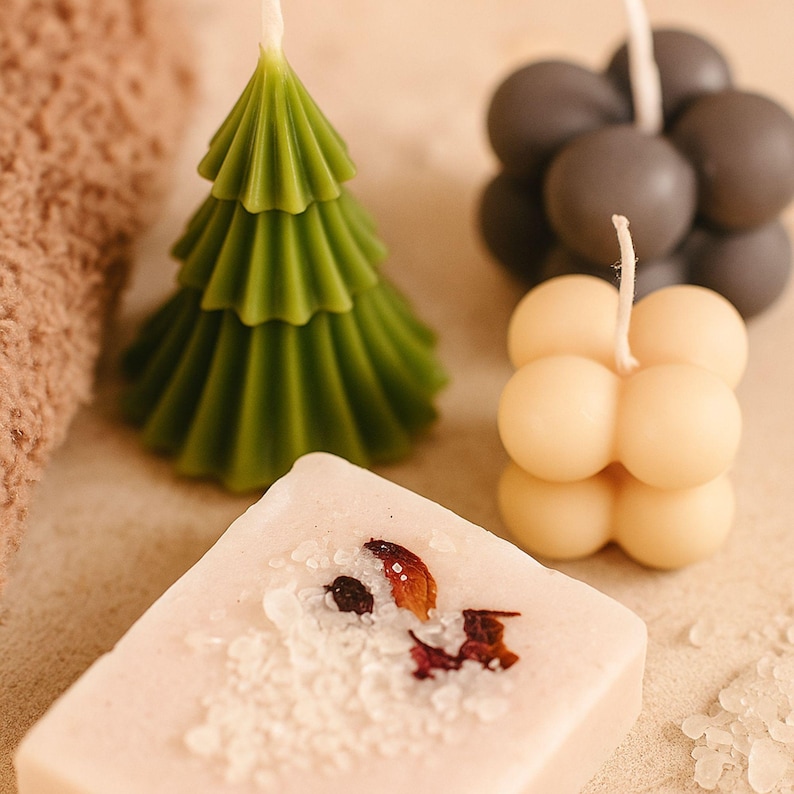 Cozy Winter Spa Gift Box – Handmade Self Care Set: Bath Salts, Candles ...