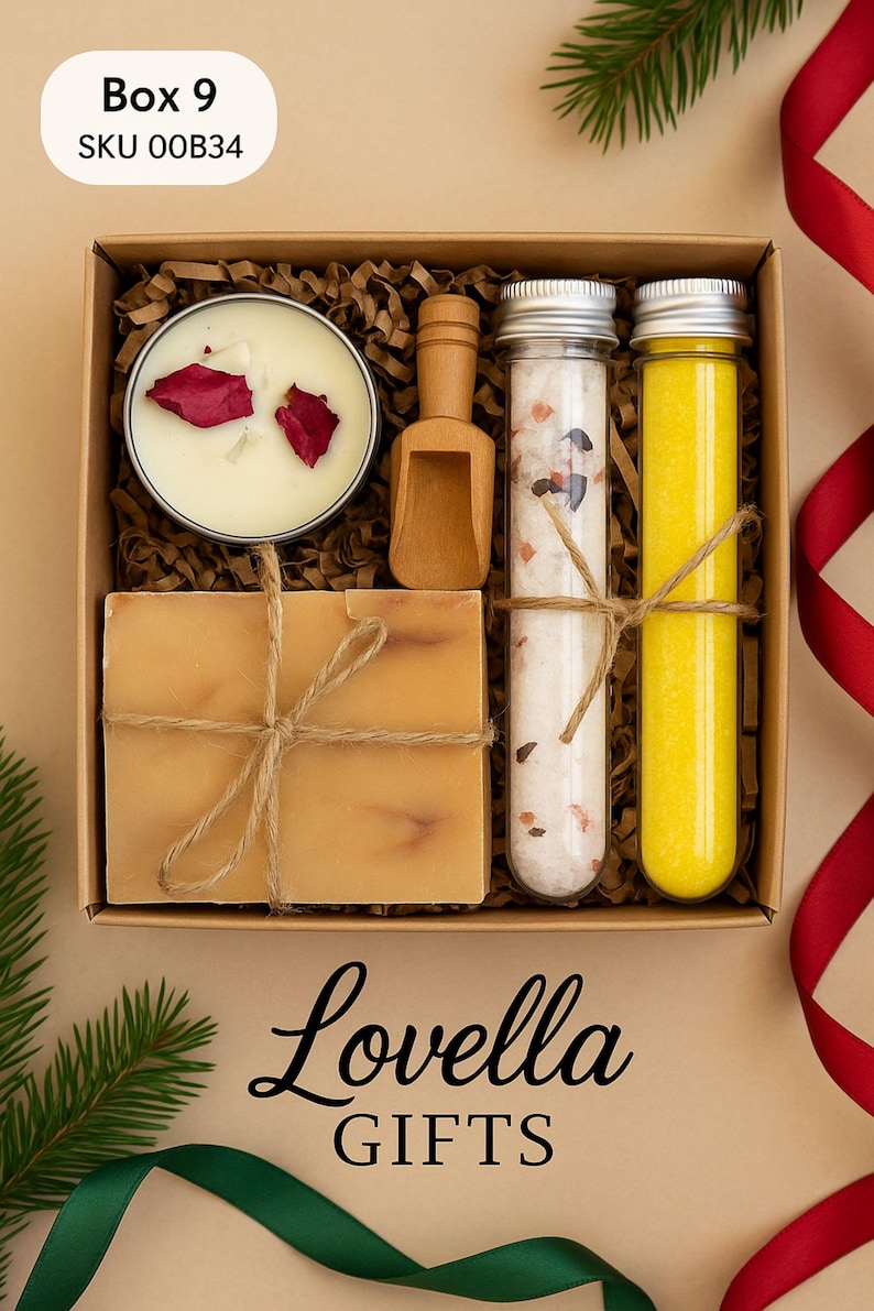 Christmas Spa Gift Box Handmade Soap Candle Bath Salt Ornament Winter ...