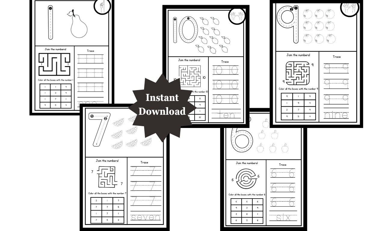 Pre Schoolmath & Numbers Literacy, Kindergarten Worksheets Bundle - Etsy
