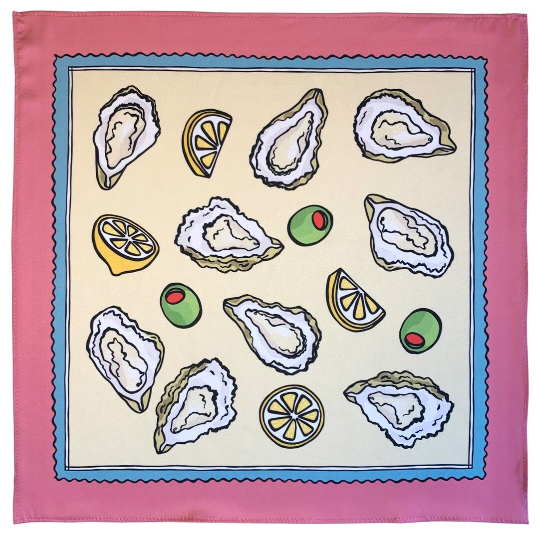 Oyster Brunch Scarf, Printed Scarf, Holiday Scarf, Beach Scarf, Summer ...