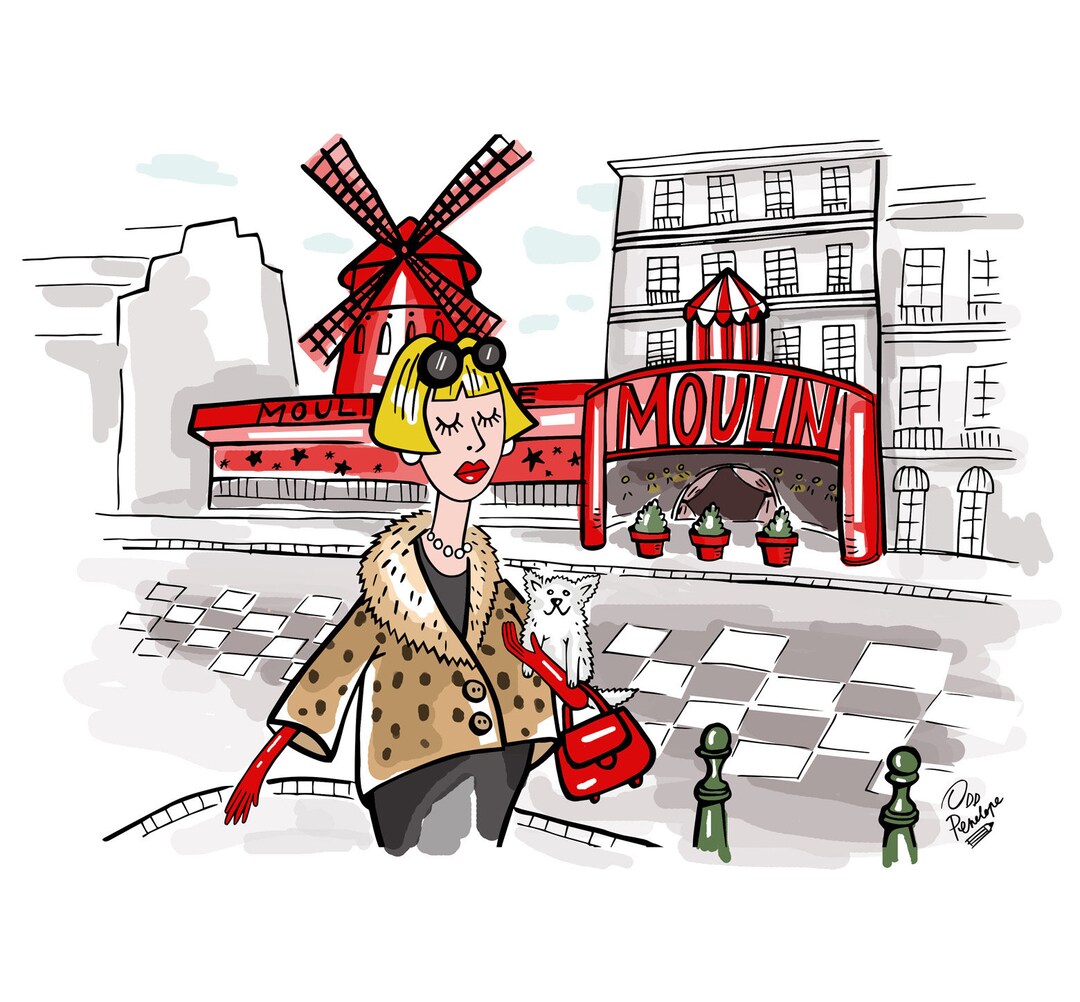 Moulin Rouge Print, Paris Print, Hand Drawing Print, Unique Print ...