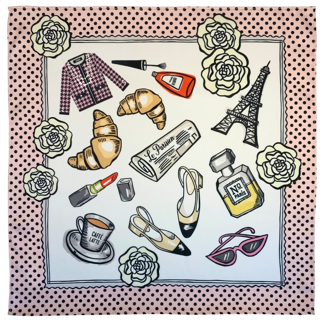 Le Parisian Scarf, Printed Scarf, Polka Dotted Scarf, French Scarf ...
