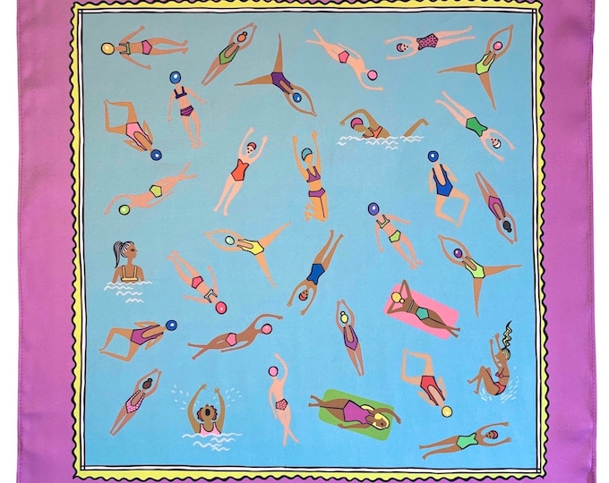 Swimming Pool Scarf, Summer Scarf, Blue Scarf, Funny Scarf, Beach Scarf ...