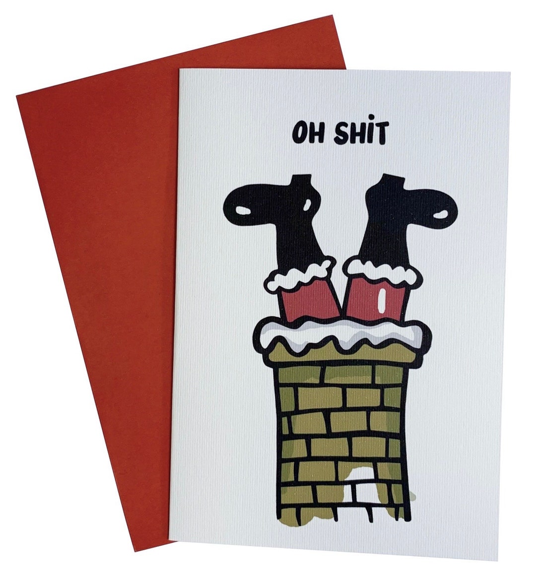 Santa Card, Xmas Card, Funny Card, Blank Card, Personalized Card ...