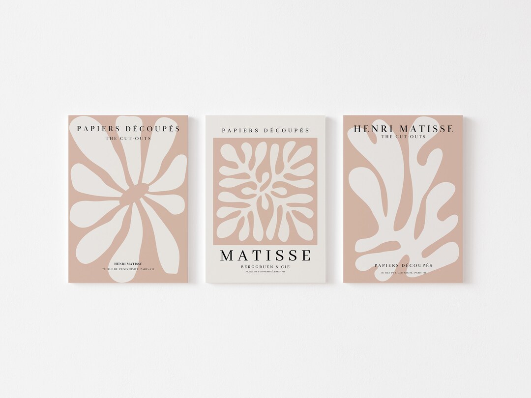 Matisse-inspired Pink Poster Trio Set| Embrace the Beauty of Blooms ...