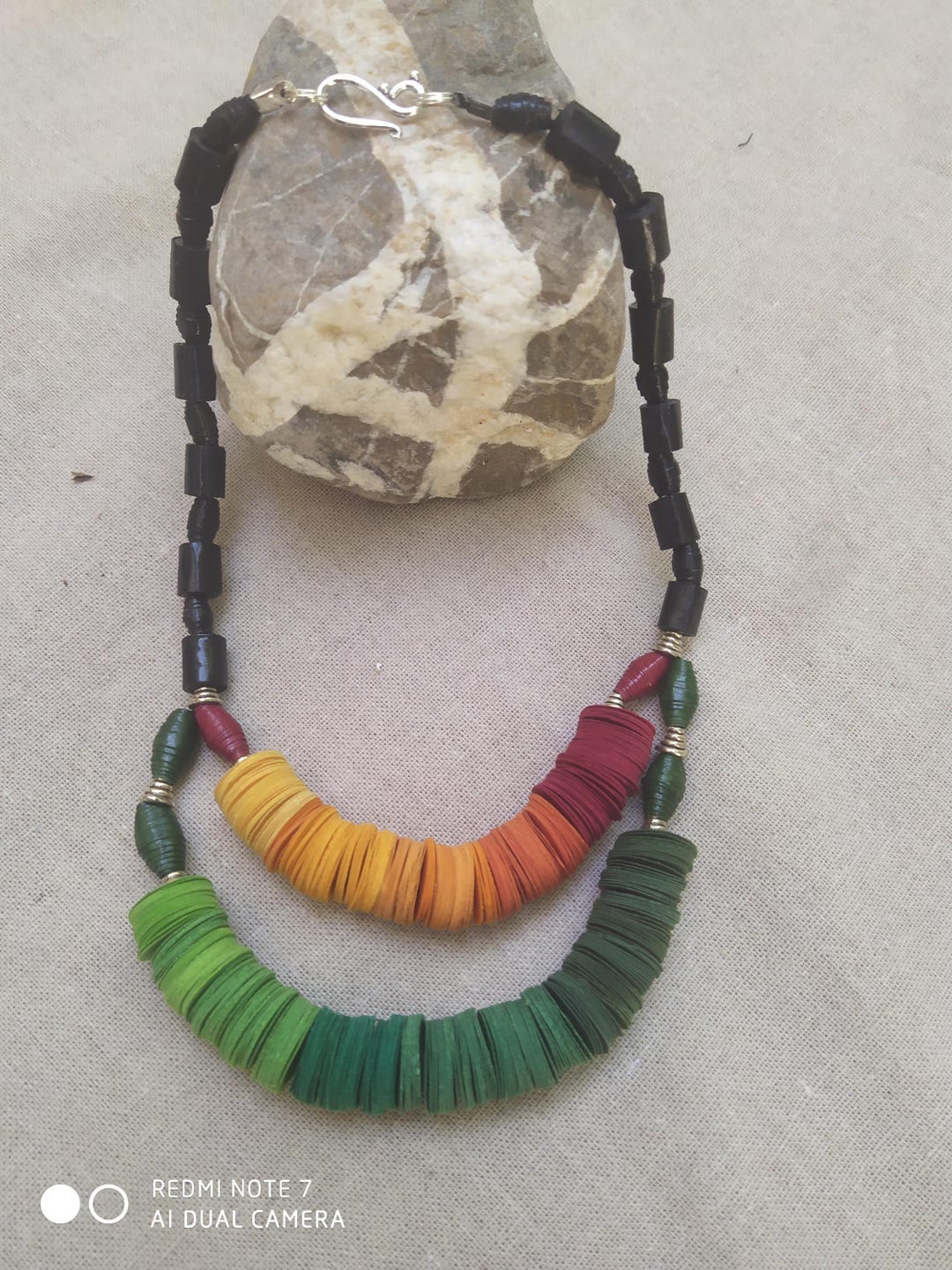 Unique Piece. Necklace Made of Paper Washers and Beads, Handmade. - Etsy
