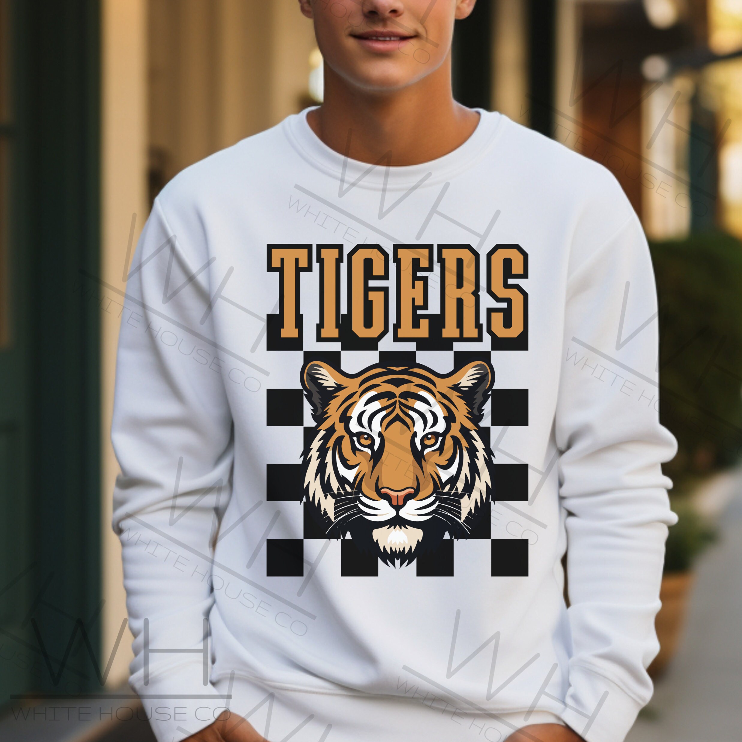 Retro Tiger PNG, Checkered, Tiger File, Tiger Mascot, Go Tigers File, Retro, Checkered, Digital ...