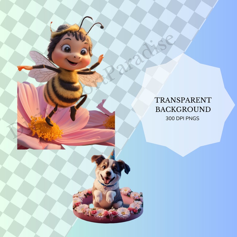 Cute Dog Clipart, Dog Clipart Bundle, Nursery Printable, Cute Bee Png ...