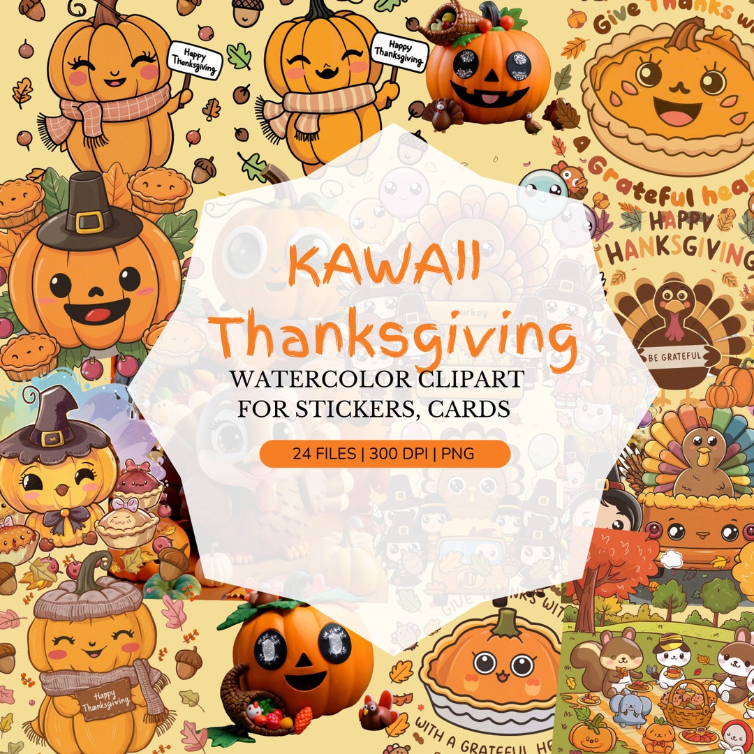 Thanksgiving Clipart, Kawaii, Pumpking, Kawai Clipart, Thanksgiving ...