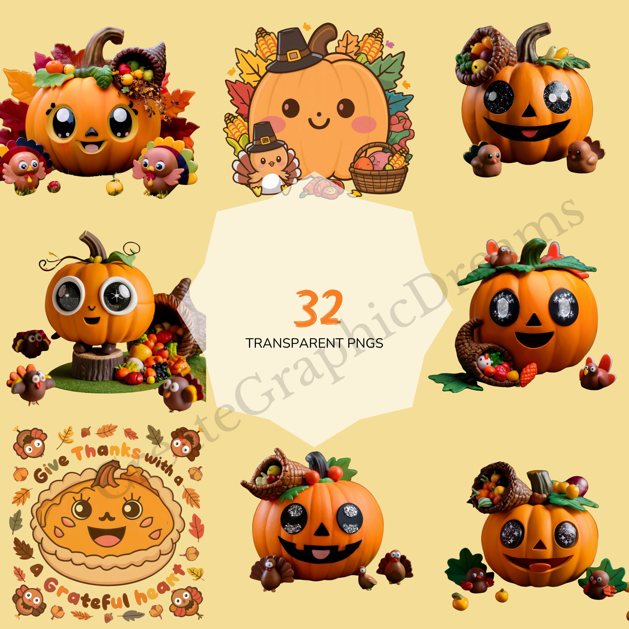 Thanksgiving Clipart, Kawaii, Pumpking, Kawai Clipart, Thanksgiving ...