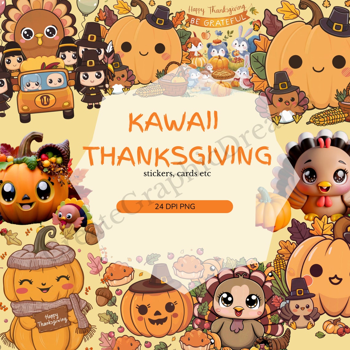 Thanksgiving Clipart, Kawaii, Pumpking, Kawai Clipart, Thanksgiving ...