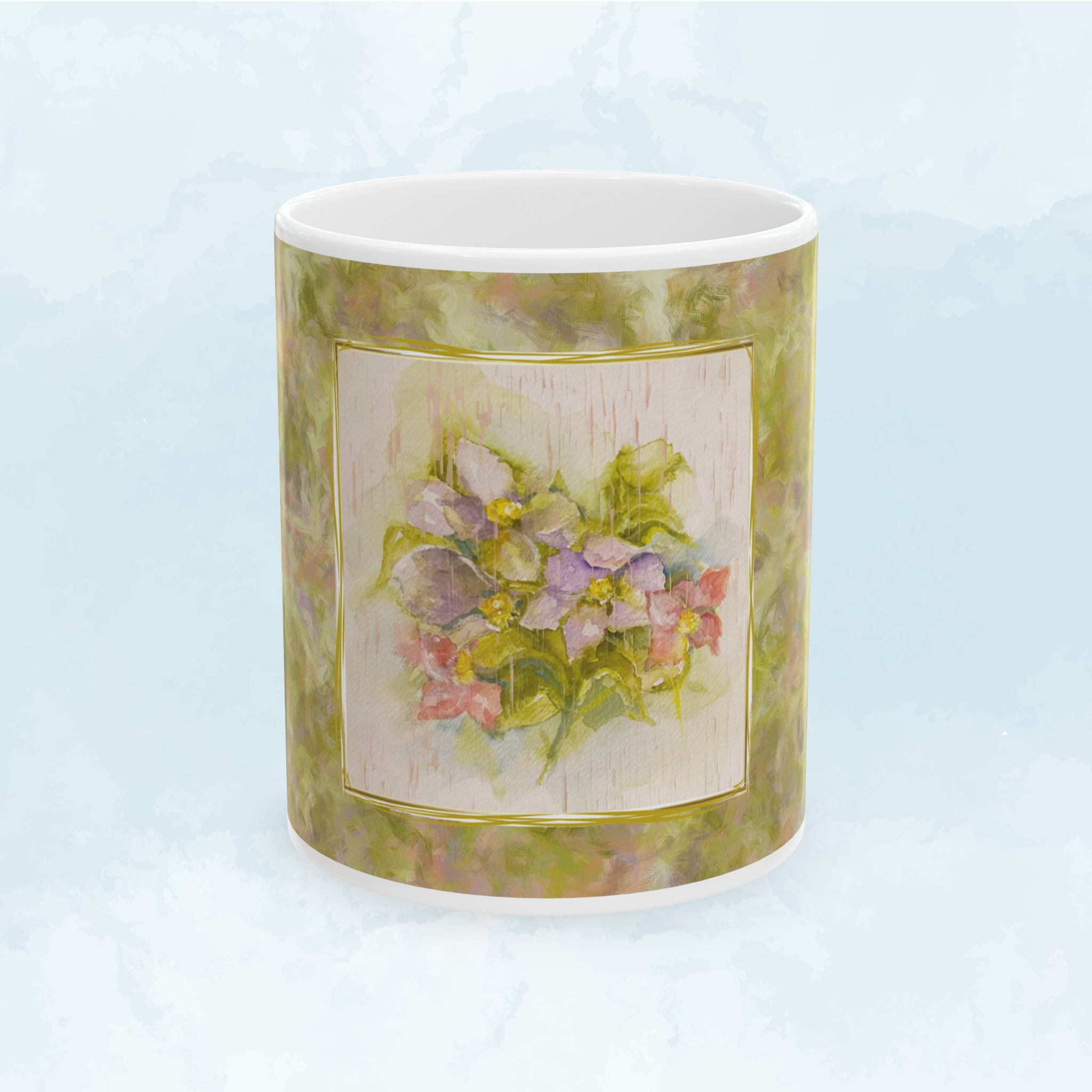 Spring Flowers Watercolor Ceramic Mug, Garden Floral Tea Cup - Etsy