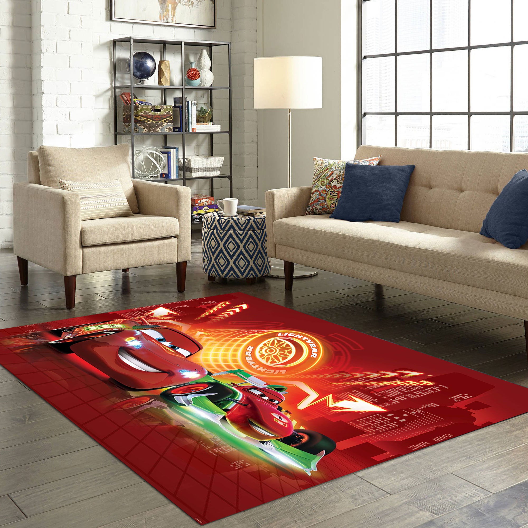 Lightning Mcqueen Rug, Mcqueen Gift Rug, Cartoon Rug, Movie Rug, Kids ...