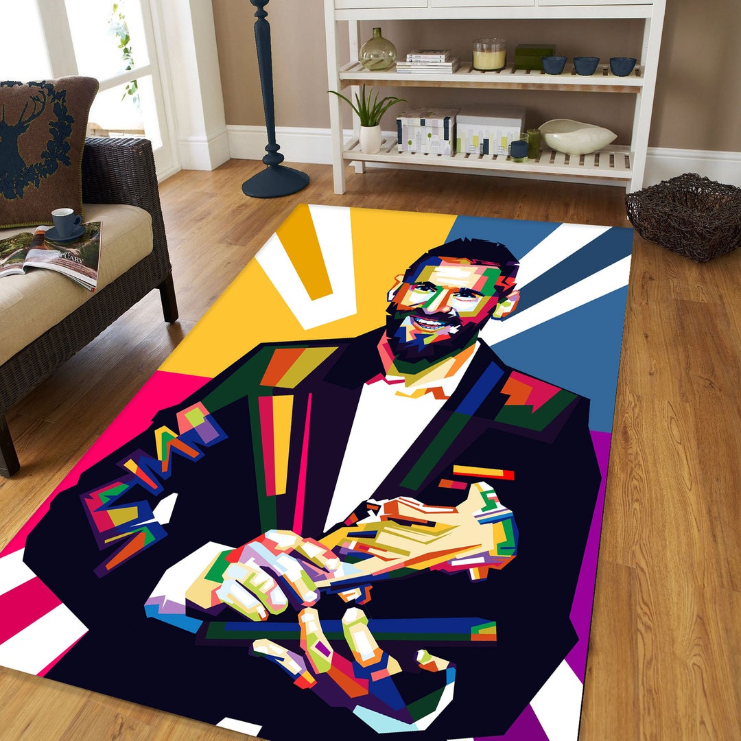 Lionel Messi Rug, Lionel Messi Artwork Rug, Sports Rug, Football Player ...