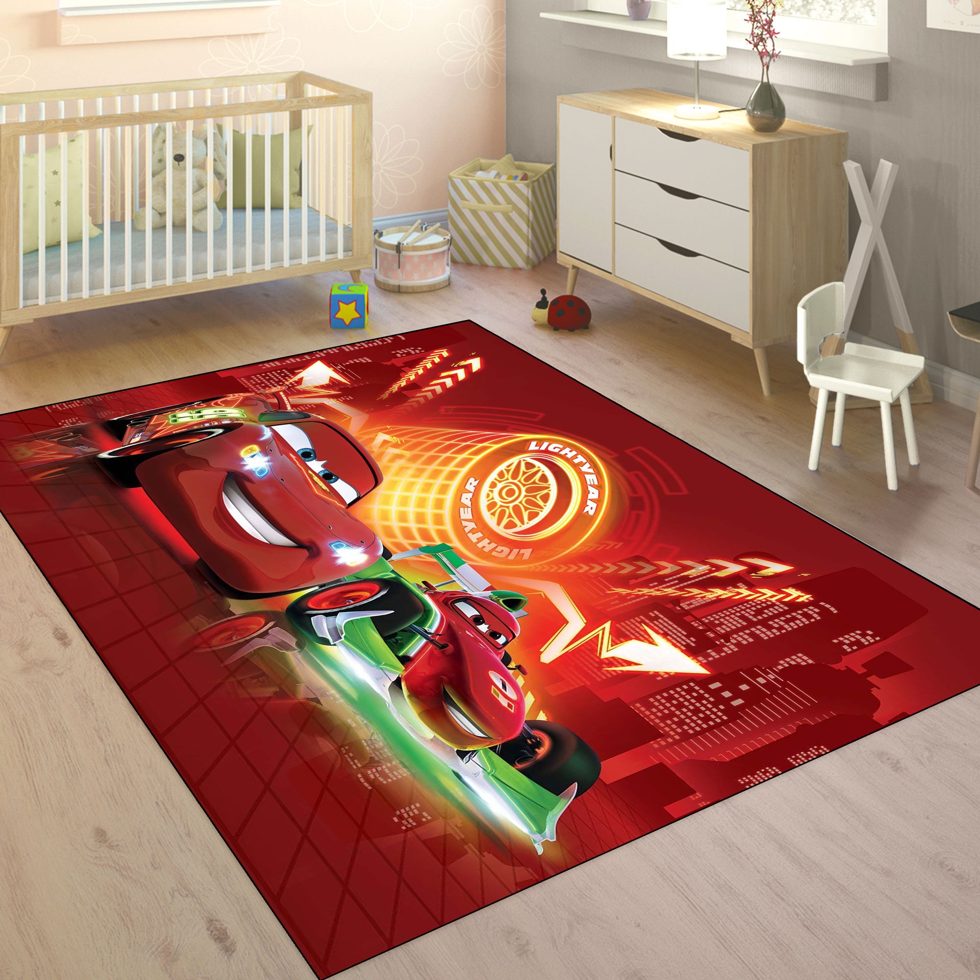 Lightning Mcqueen Rug, Mcqueen Gift Rug, Cartoon Rug, Movie Rug, Kids ...
