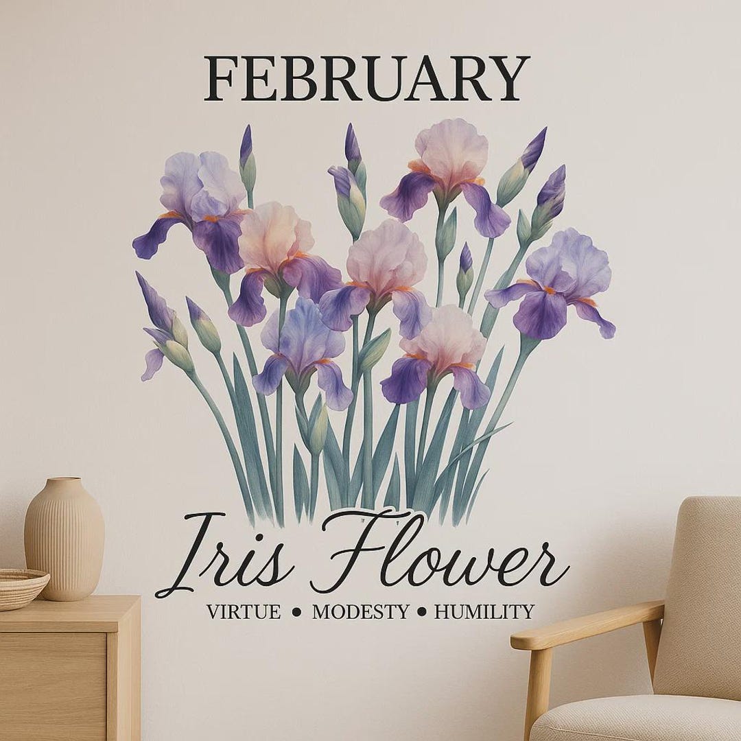 February Iris Flower Wall Decal – Iris Flower Wall Sticker – Flower ...