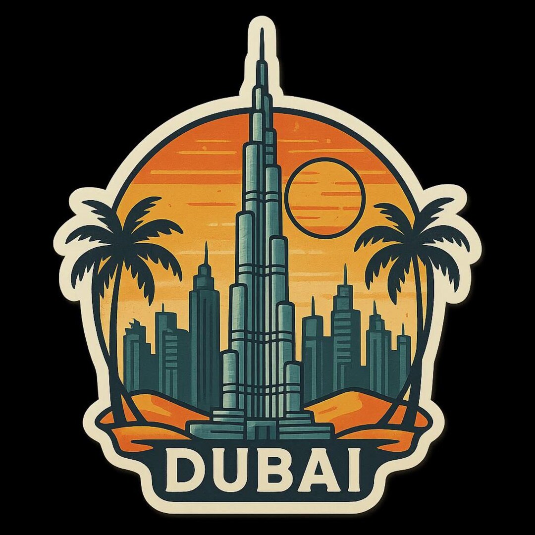 Burj Khalifa Sticker – Dubai Skyline – Skyscraper Sticker With Desert ...
