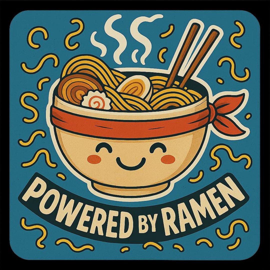 Powered by Ramen Sticker | Funny Anime Sticker | Ramen Kawaii Sticker ...