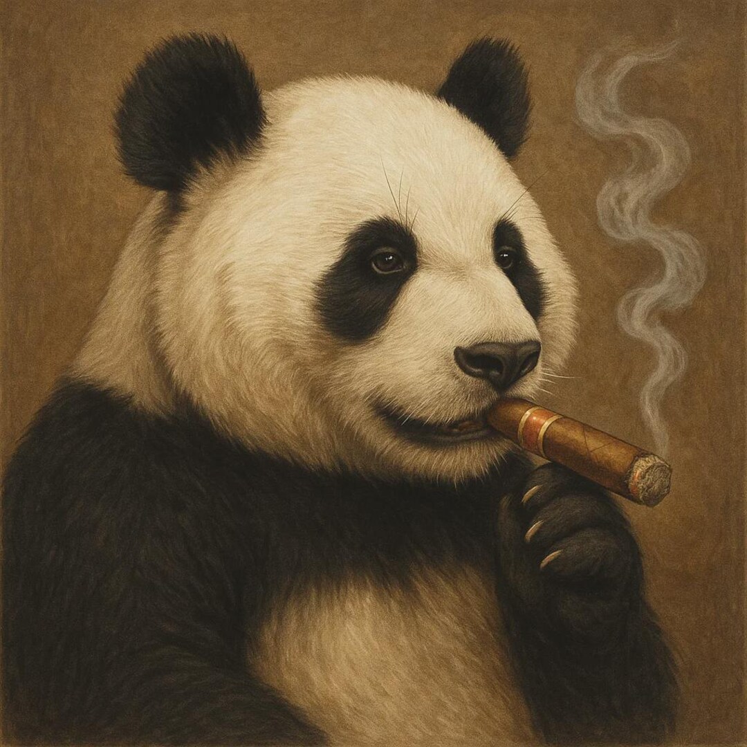 Cool Panda With Cigar Wall Decal – Funny Animal Sticker – Humorous ...