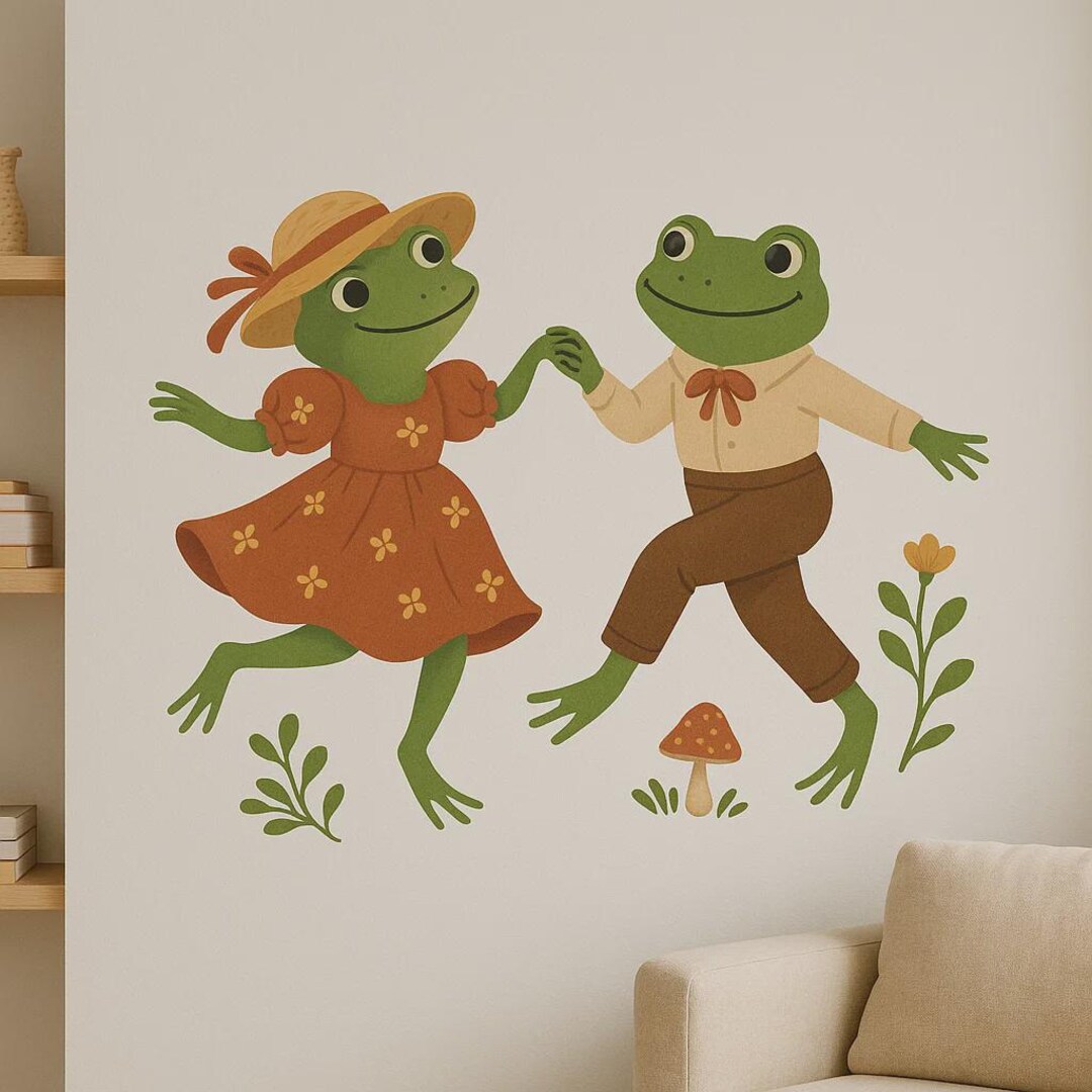 Dancing Cottagecore Frogs Wall Decal Funny Nature Sticker With Frogs in ...
