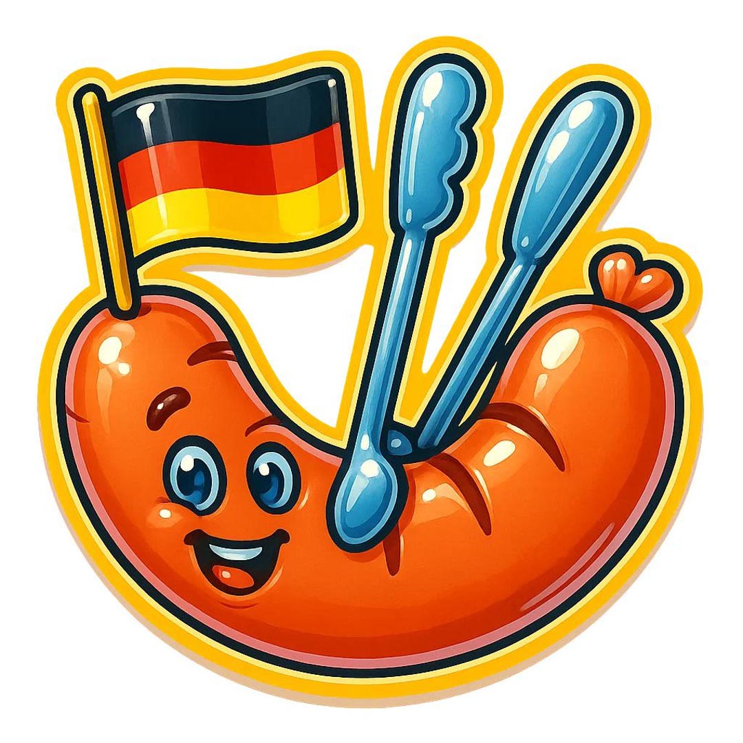 Bratwurst With German Flag & Grill Tongs – Funny Car Sticker – Weatherproof – Fan Gift for ...