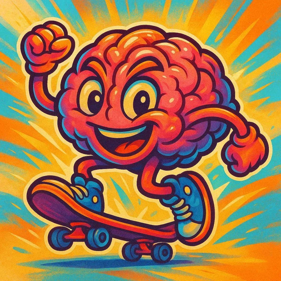 Skater Brain Sticker | Funny Sticker With Brain on Skateboard | Nerd ...