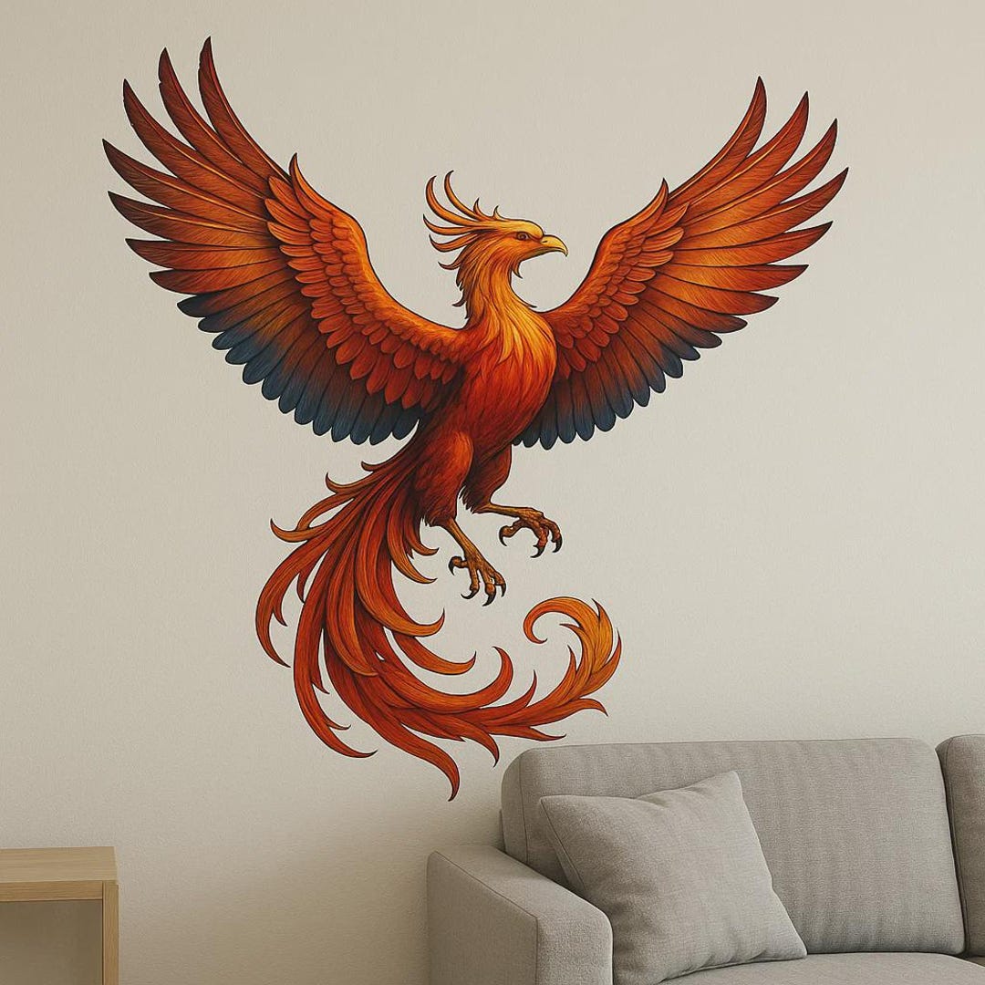 Majestic Flying Phoenix Wall Decal Mythical Firebird Sticker for Wall ...