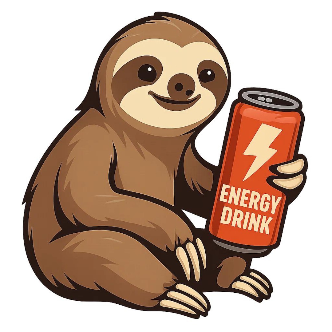 Sloth With Energy Drink Sticker. Car Sticker. Please Note: Shipping in ...