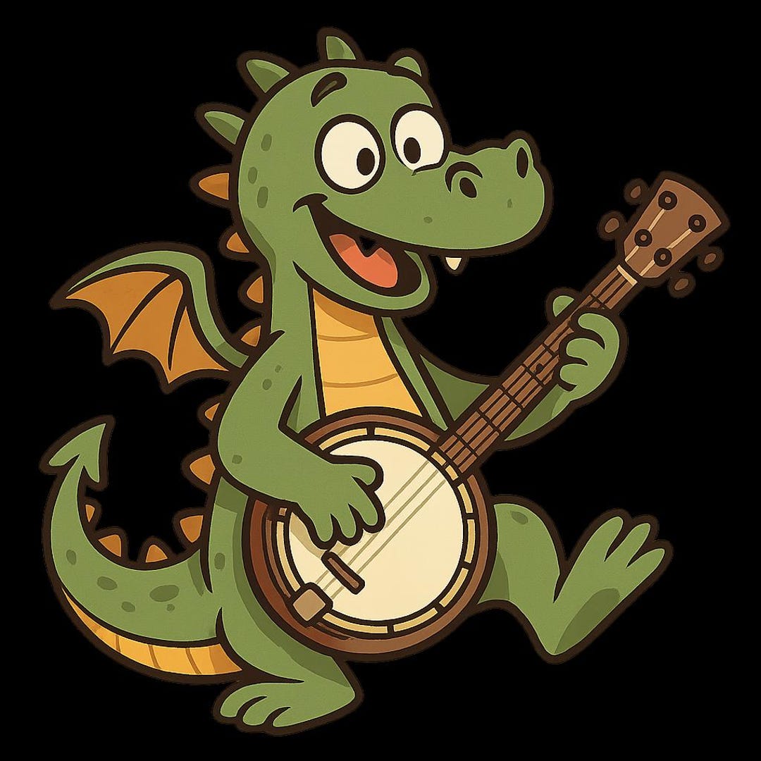 Sticker Dragon Playing Banjo Car Sticker Weatherproof Outdoor Vinyl ...